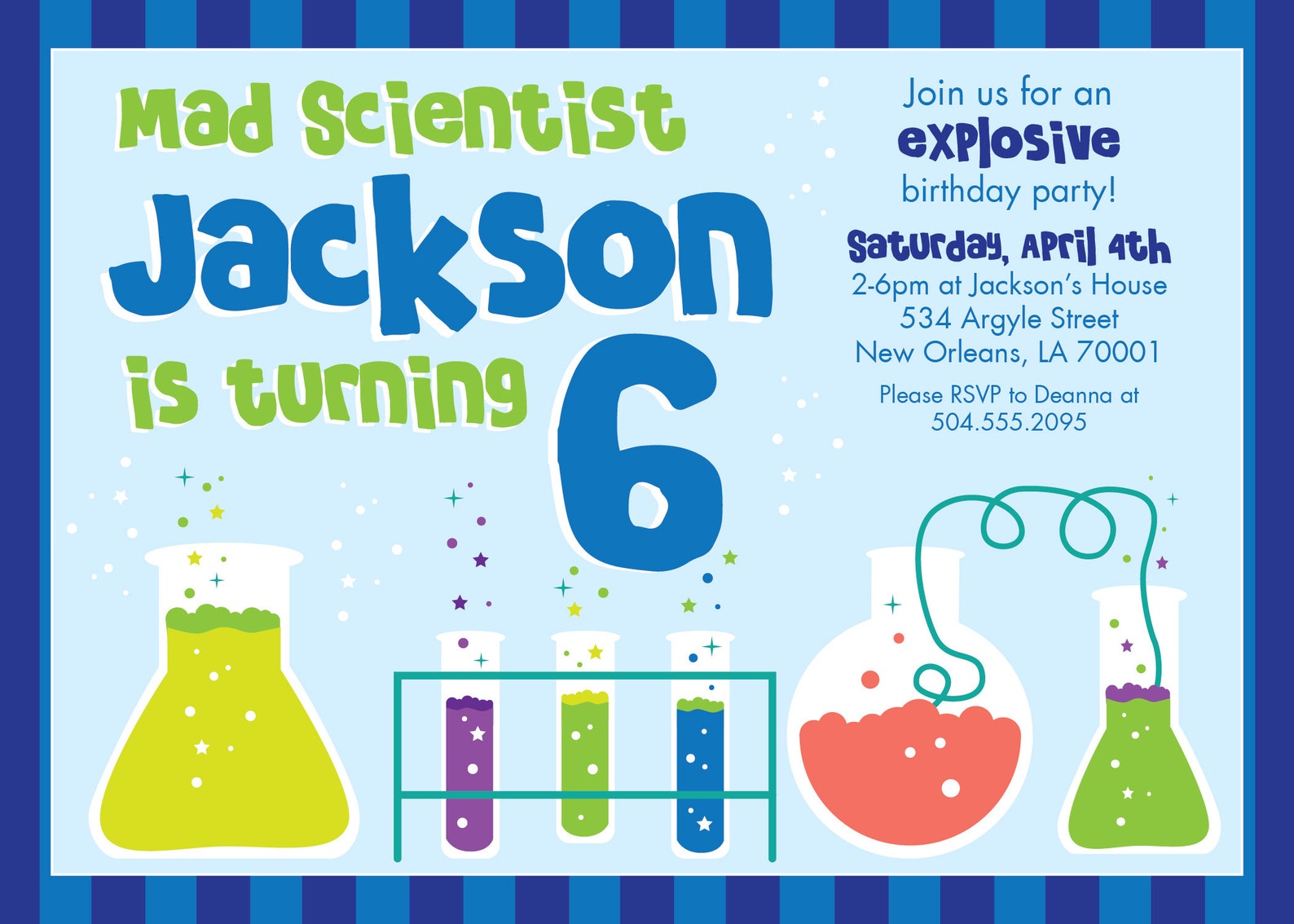 Science Birthday Party Invitation Personalized, Printable Mad Scientist ...