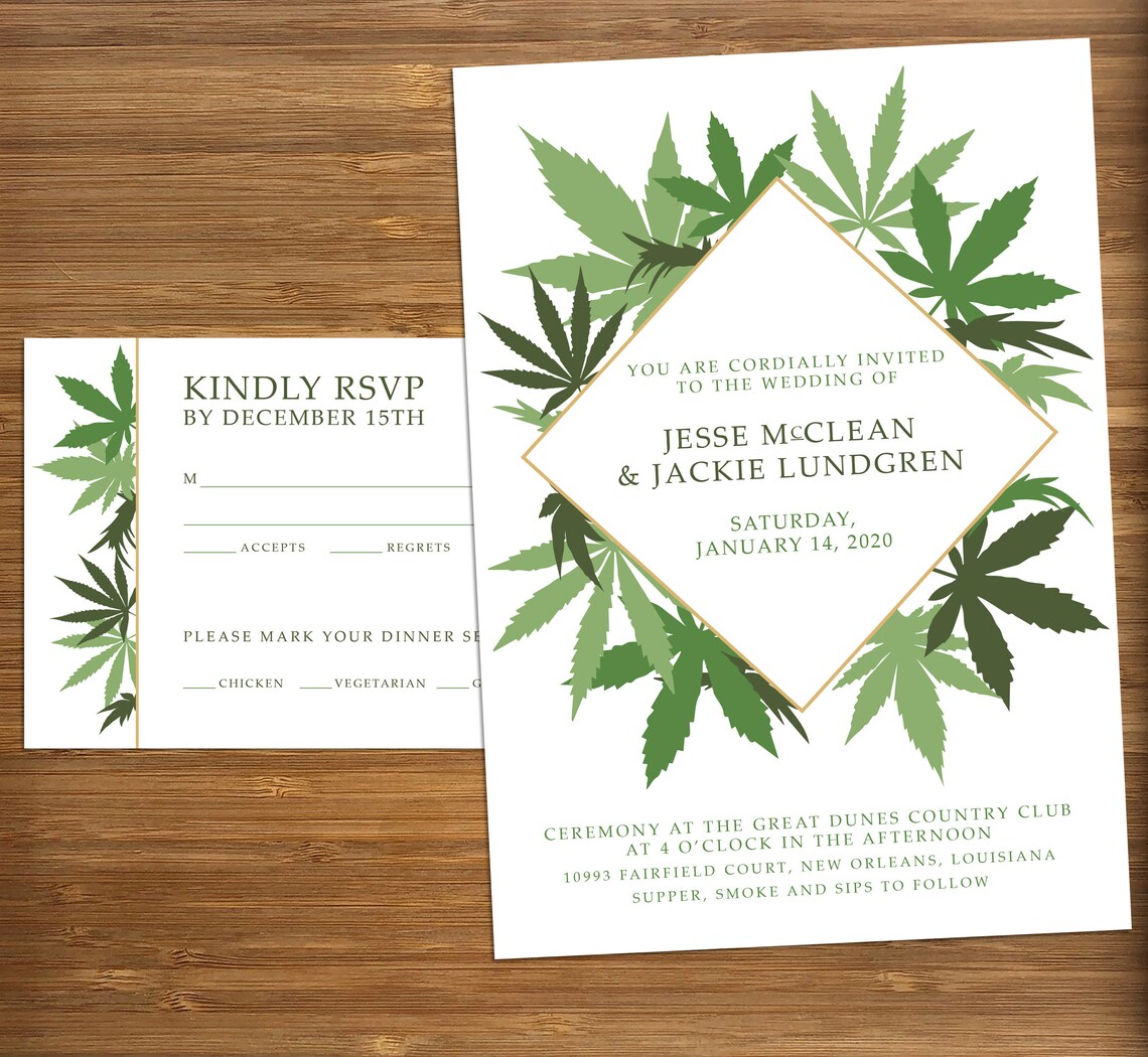 Cannabis Friendly Wedding Invitation - Personalized, DIGITAL OR PRINTED ...