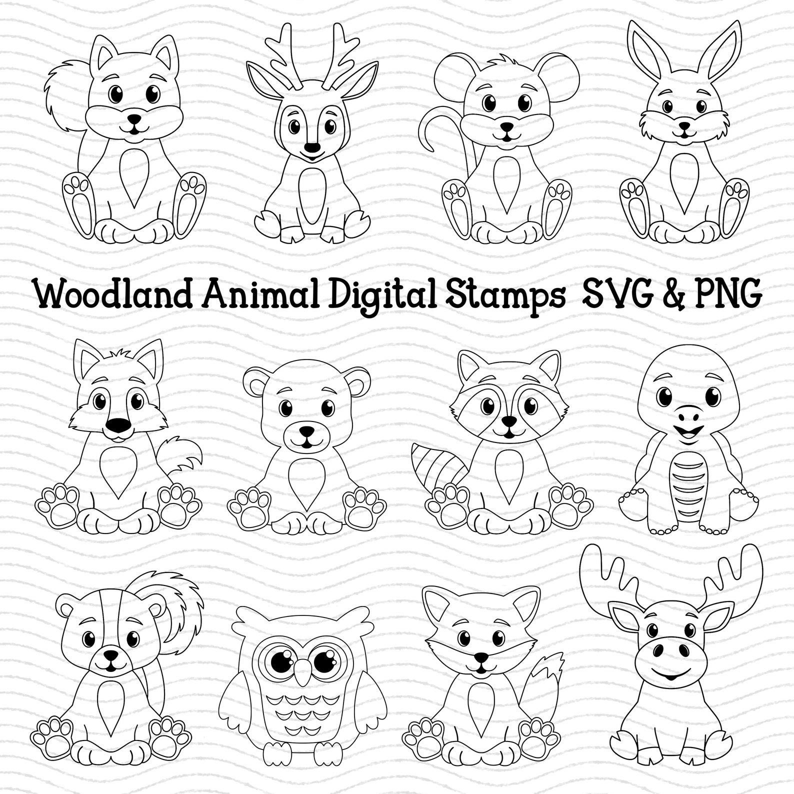 Woodland Animal Digital Stamps Woodland Animal SVG Woodland | Etsy