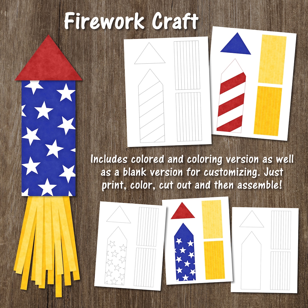 Firework Craft, Fourth of July Craft, Fireworks Kids Craft, Build a ...