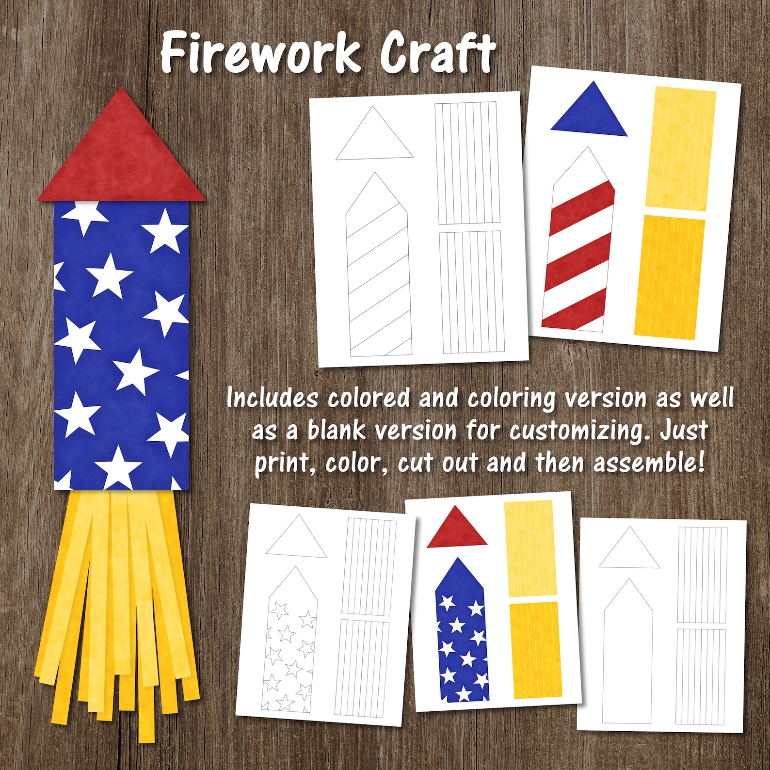 Firework Craft, Fourth of July Craft, Fireworks Kids Craft, Build a ...