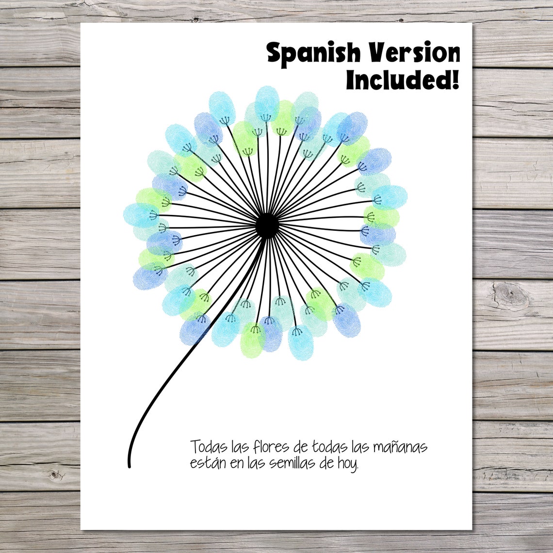 Dandelion Fingerprint Art Fingerprint Craft Dandelion Kids - Etsy