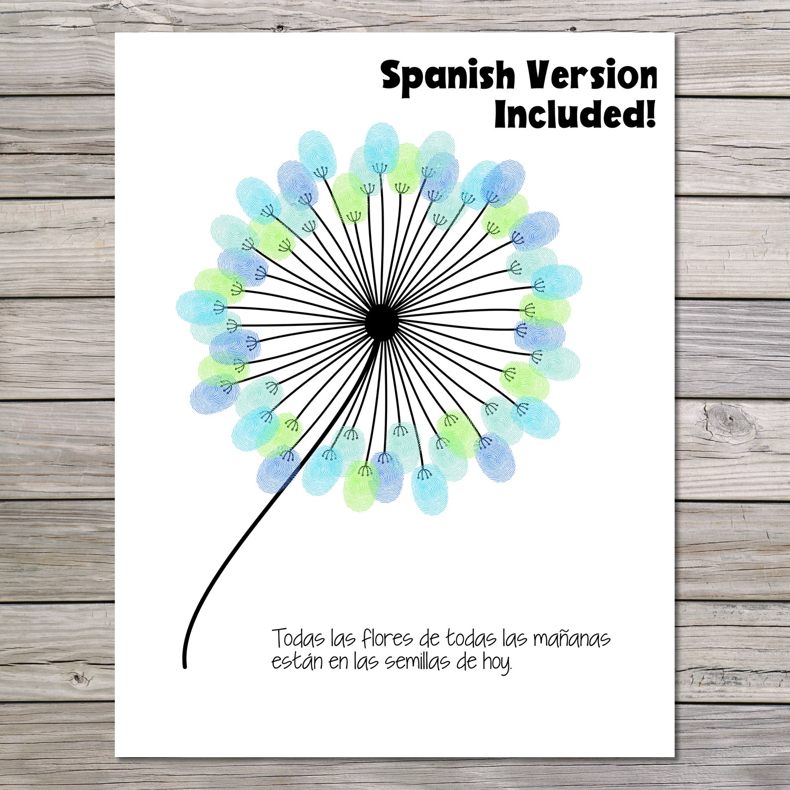 Dandelion Fingerprint Art Fingerprint Craft Dandelion Kids - Etsy