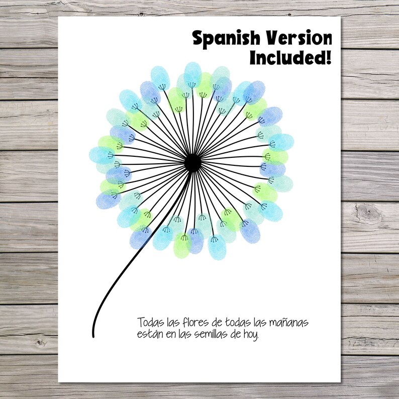 Dandelion Fingerprint Art Fingerprint Craft Dandelion Kids - Etsy