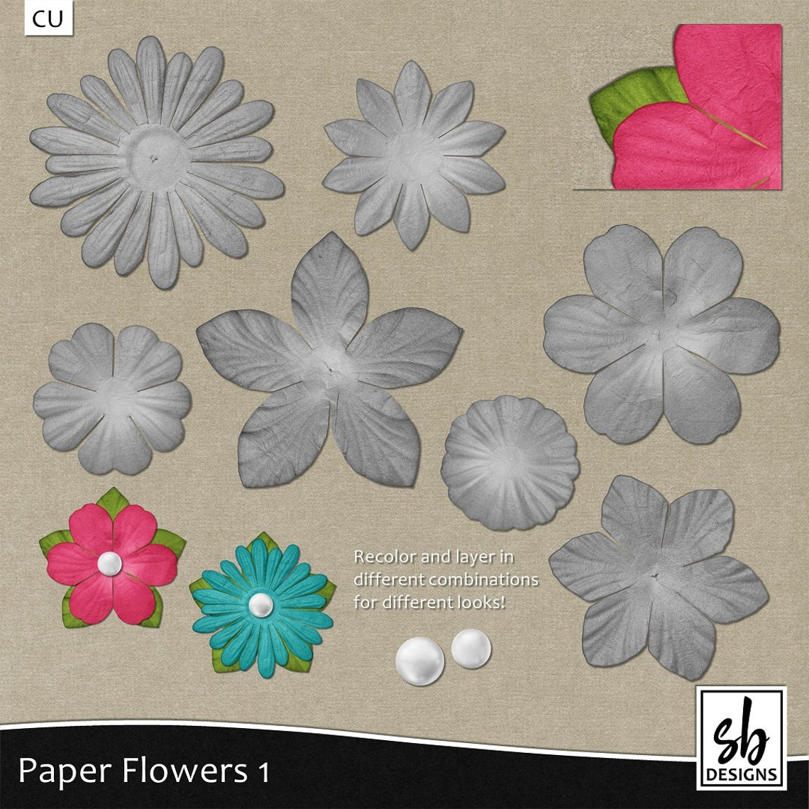 Digital Flowers Flower Clip Art Digital Scrapbooking - Etsy