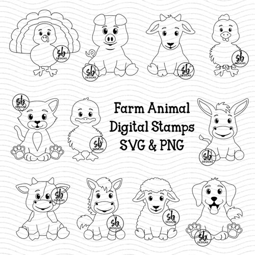 Farm Animal Digital Stamps Farm Animal SVG Farm Animal Clip - Etsy