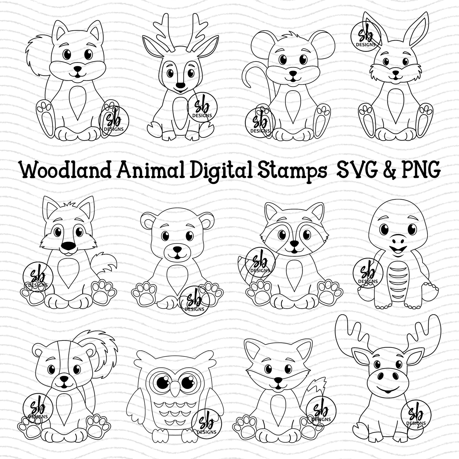 Woodland Animal Digital Stamps Woodland Animal SVG Woodland - Etsy