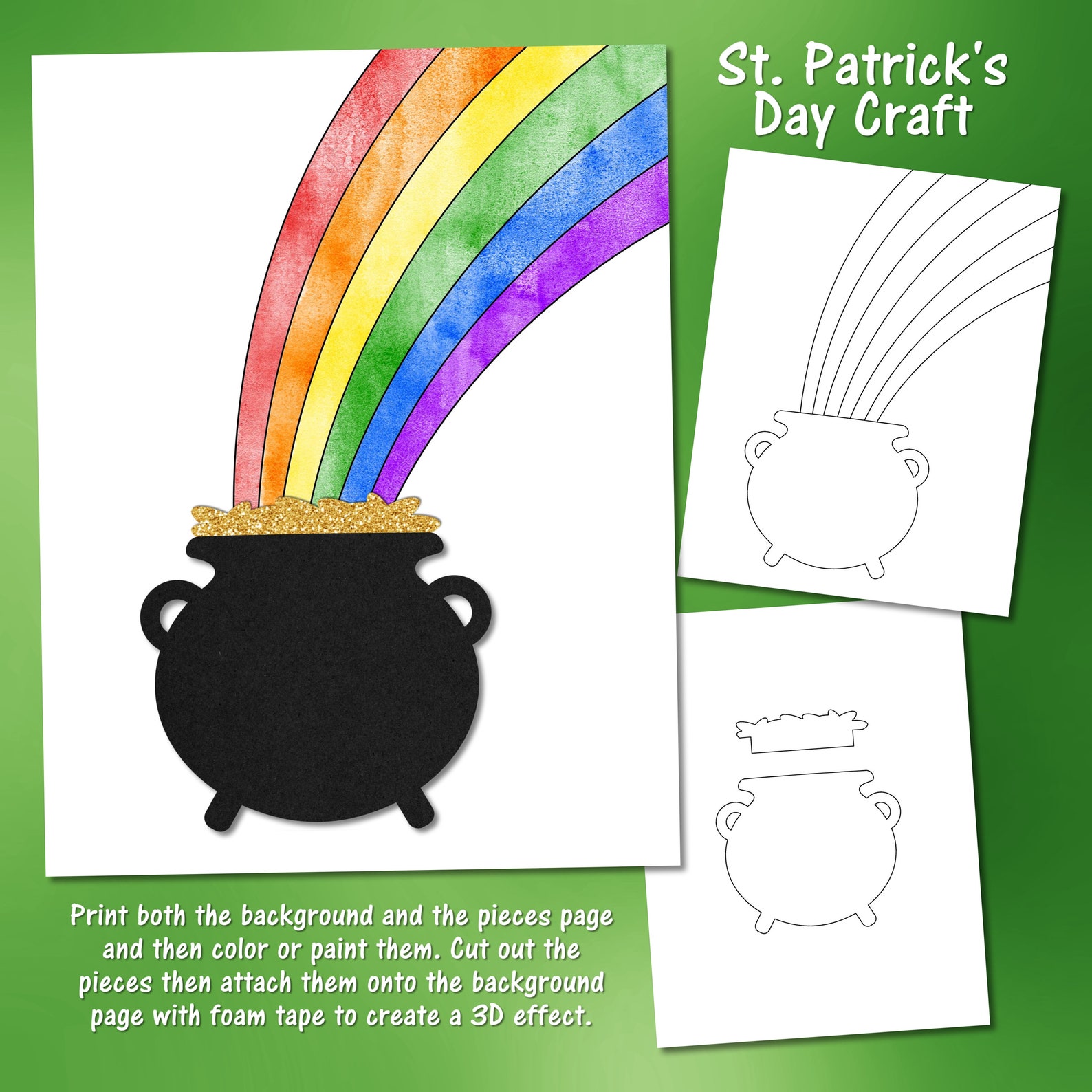 St. Patrick's Day Craft Printable Craft Pot of Gold | Etsy
