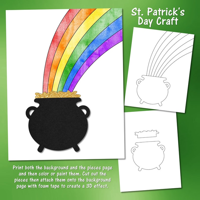 St. Patrick's Day Craft Printable Craft Pot of Gold | Etsy