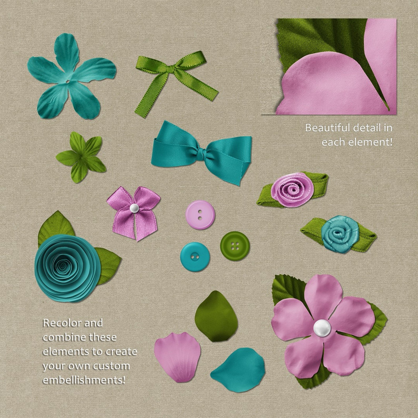 Digital Scrapbook Embellishments Custom Clip Art Digital Templates Bow ...