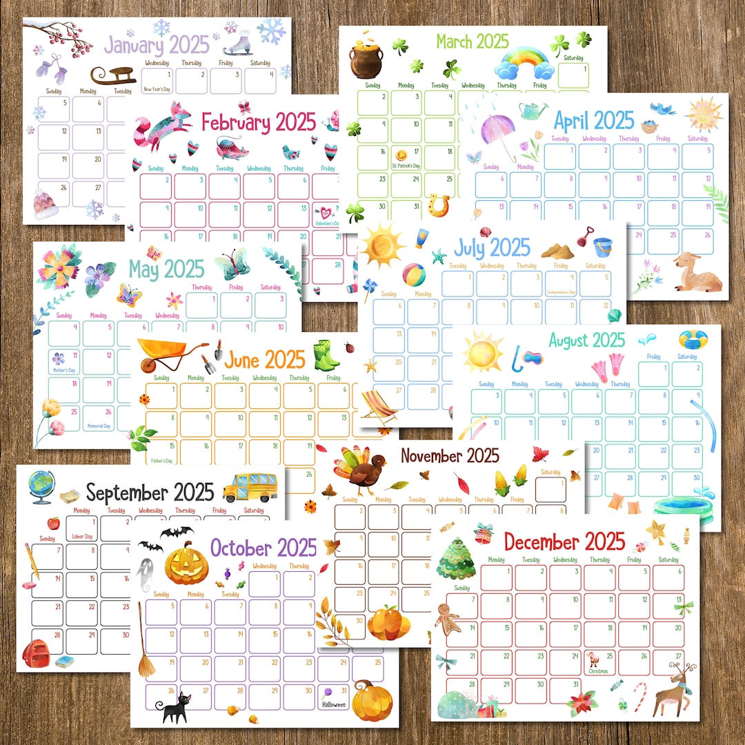 Printable Calendars, Printable Kids Calendars, 2025 Calendars ...