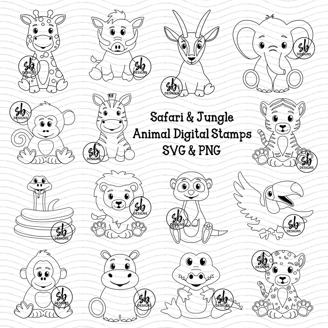 Animal Digital Stamps Animal SVG Animal Clip Art Cute - Etsy