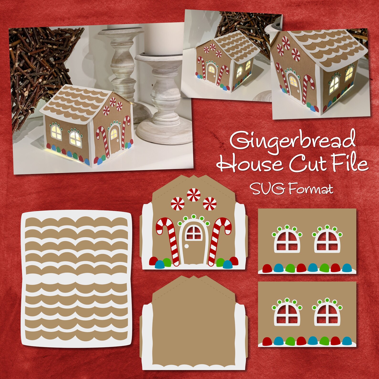 Gingerbread House SVG Gingerbread House Cut File 3D - Etsy