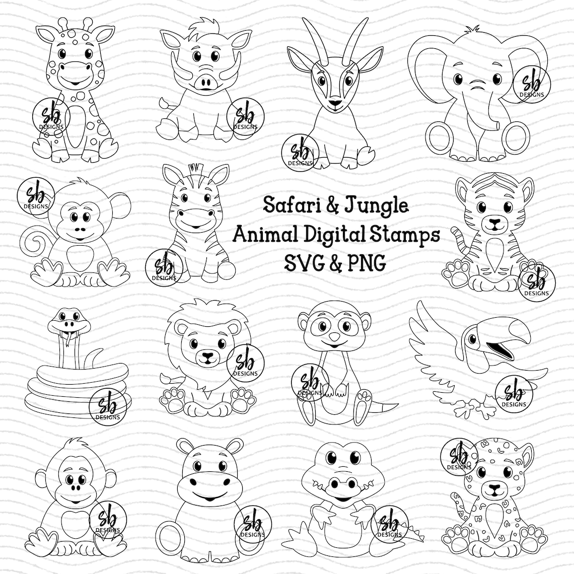Zoo Animal Digital Stamps Jungle Animal SVG Safari Animal - Etsy