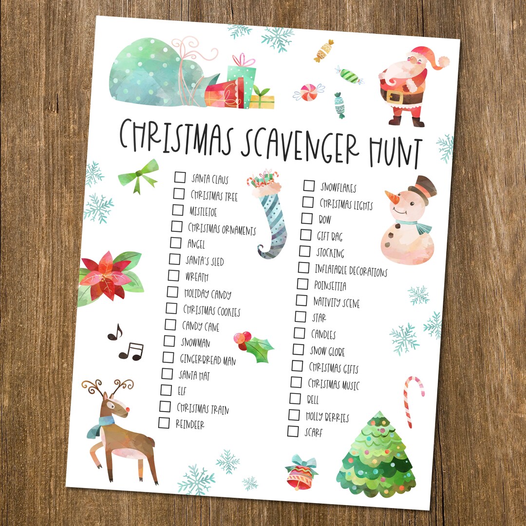 Printable Scavenger Hunt, Christmas Scavenger Hunt, Holiday Scavenger ...