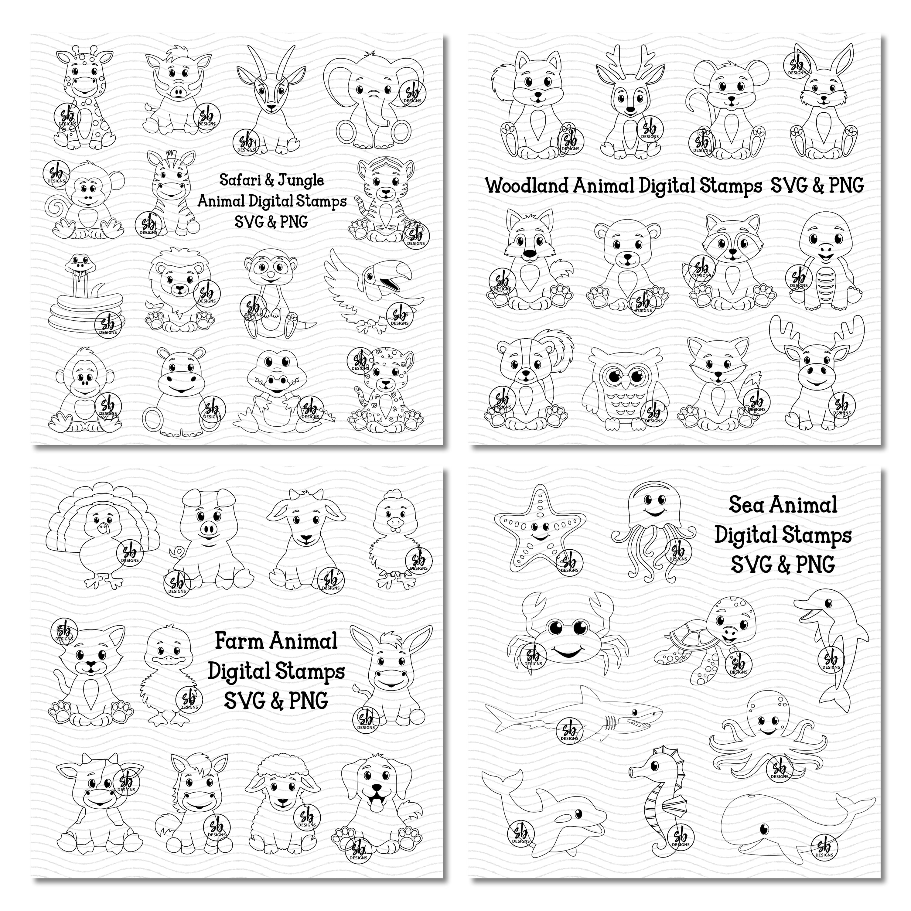 Animal Digital Stamps Animal SVG Animal Clip Art Cute - Etsy