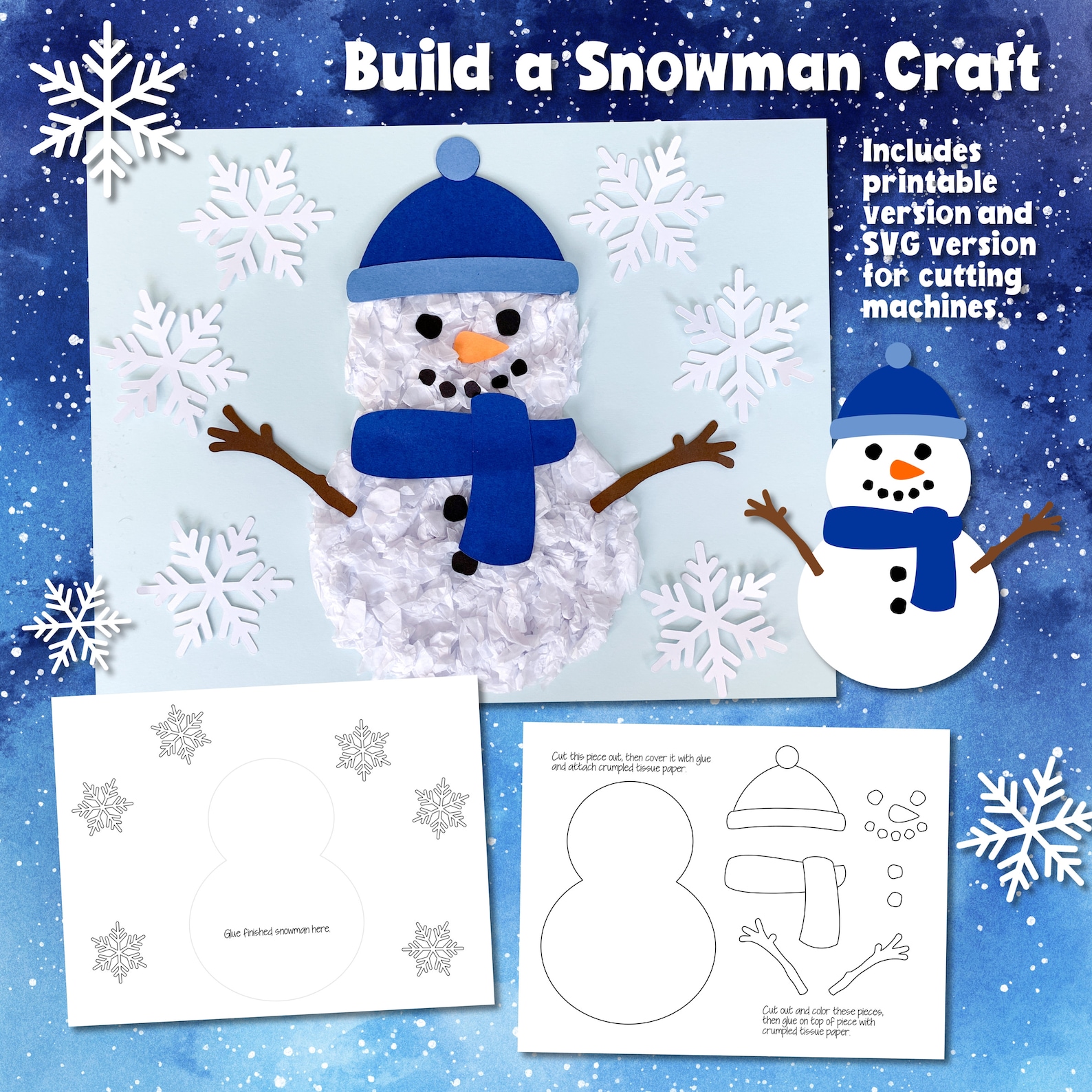 Snowman Kid's Craft Winter Kid's Craft Printable | Etsy
