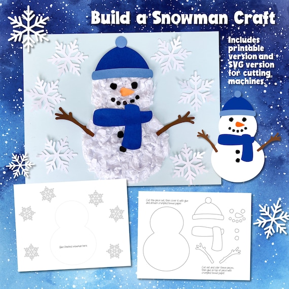 Snowman Kid's Craft Winter Kid's Craft Printable | Etsy