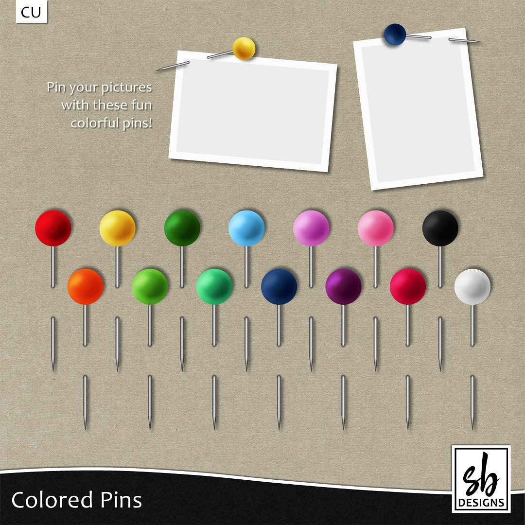 Digital Pins - Pin Clip Art - Pin Embellishments - Sewing Clip Art ...