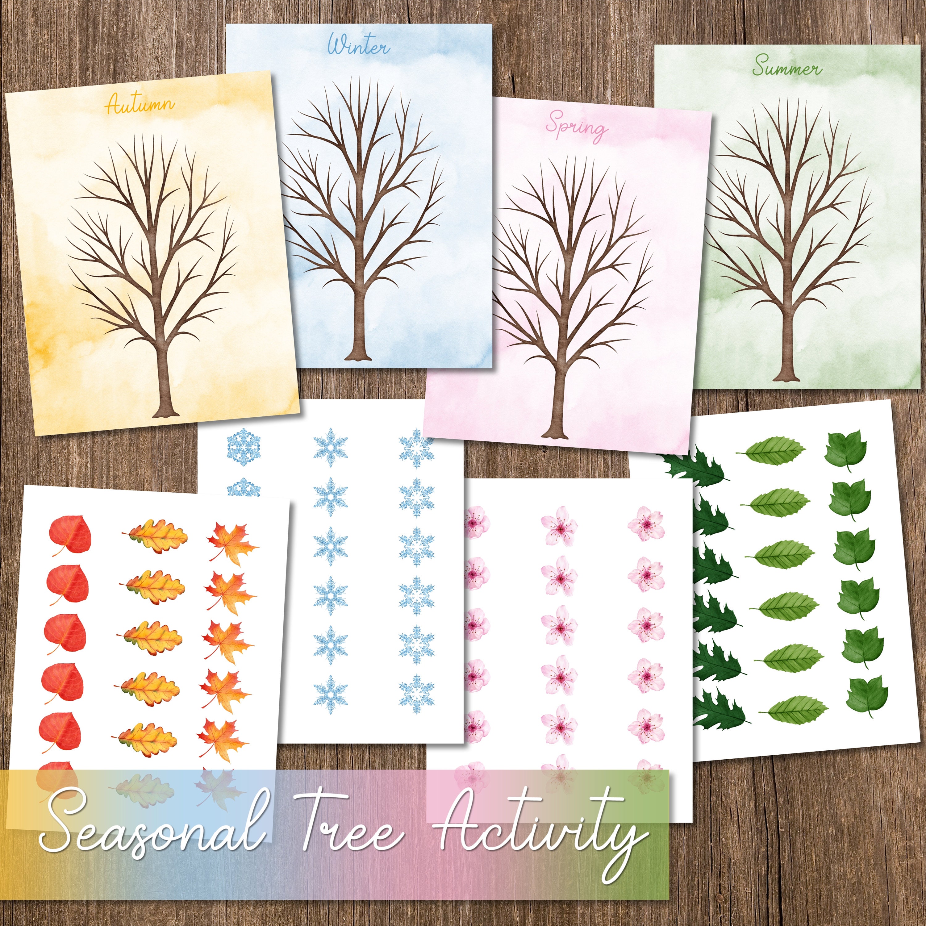 Four Seasons Kid's Craft, Seasonal Children's Craft, Printable Winter ...