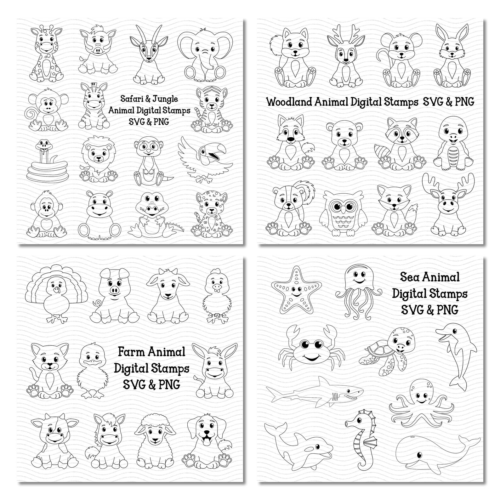 Animal Digital Stamps Animal SVG Animal Clip Art Cute - Etsy