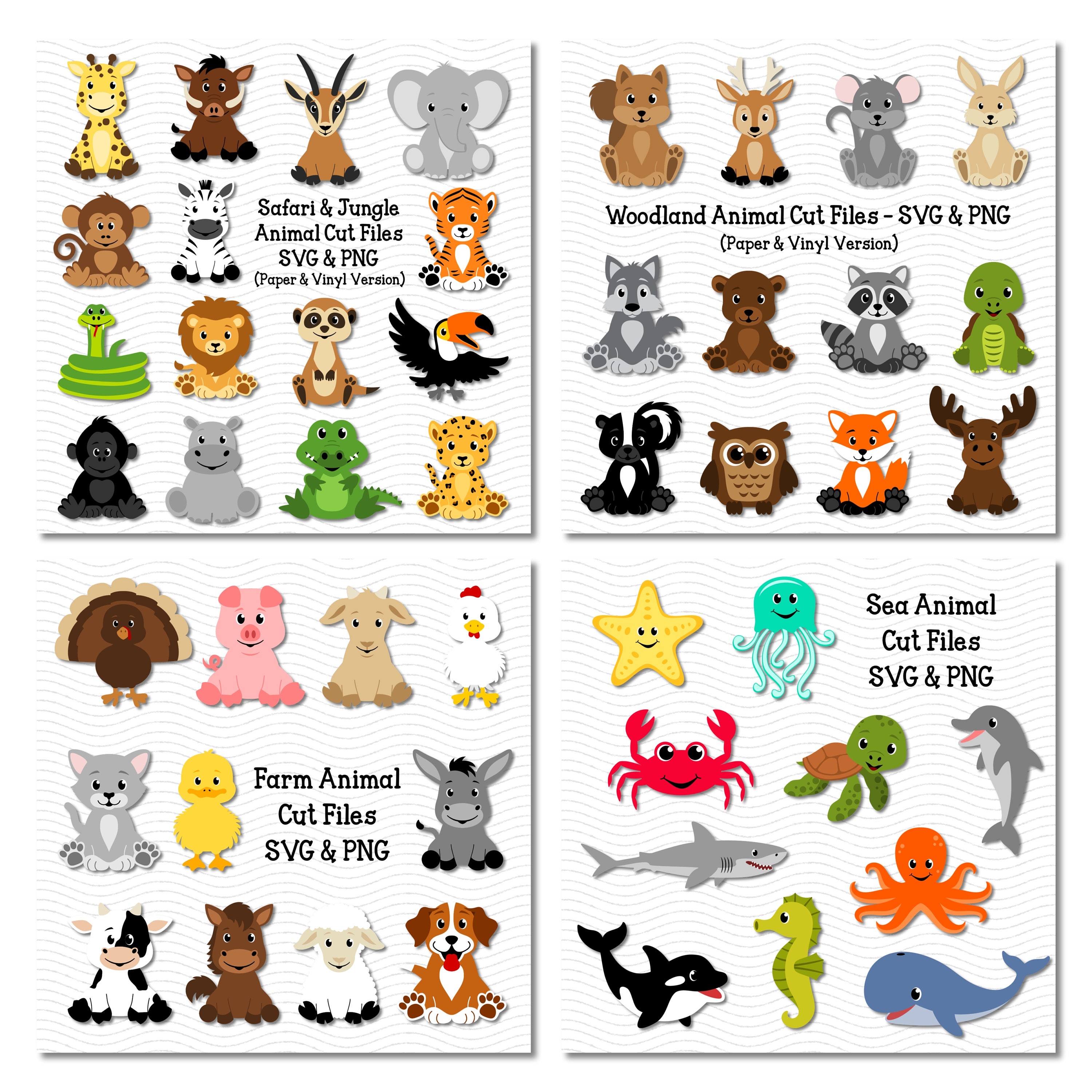 Cute Animal SVG Cute Animal Clip Art Baby Animal SVG Baby | Etsy