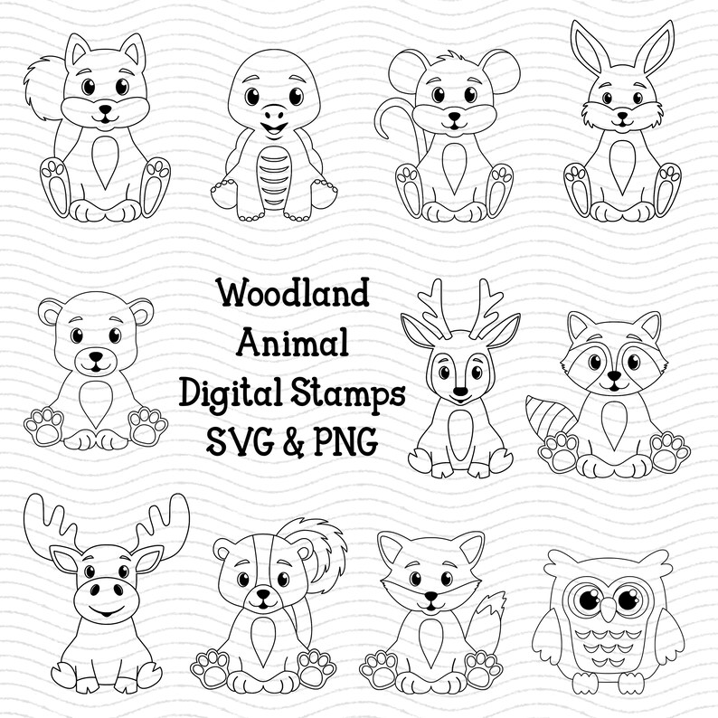 Animal Digital Stamps Animal SVG Animal Clip Art Cute | Etsy