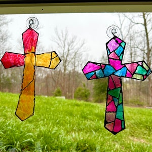 Easter Kids Craft, Stained Glass Craft, Cross Stained Glass, Cross ...