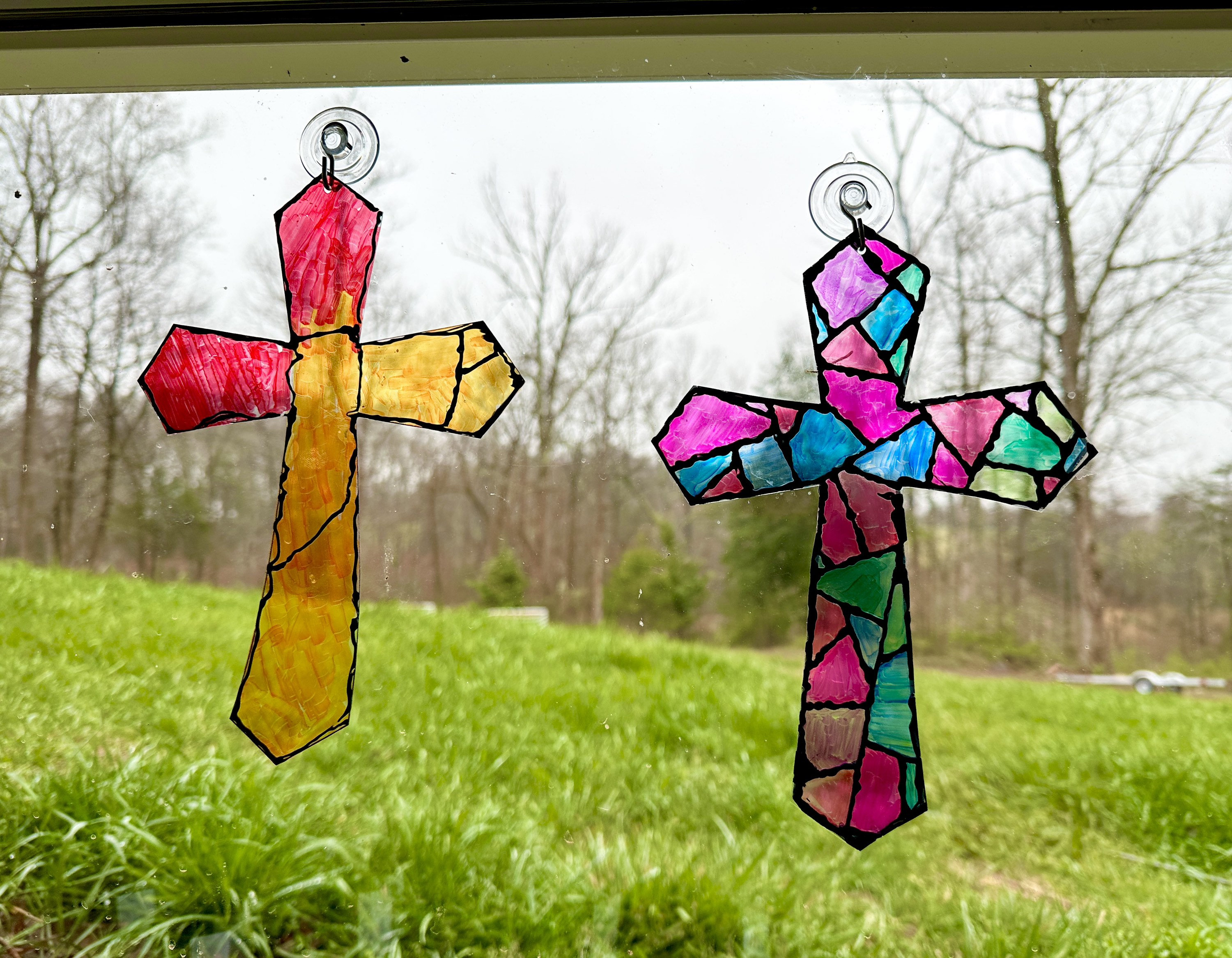 Easter Kids Craft, Stained Glass Craft, Cross Stained Glass, Cross ...