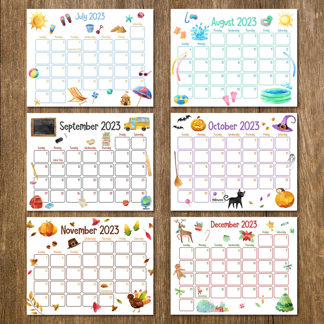 Printable Calendars Printable Kids Calendars 2023 Calendars - Etsy Canada