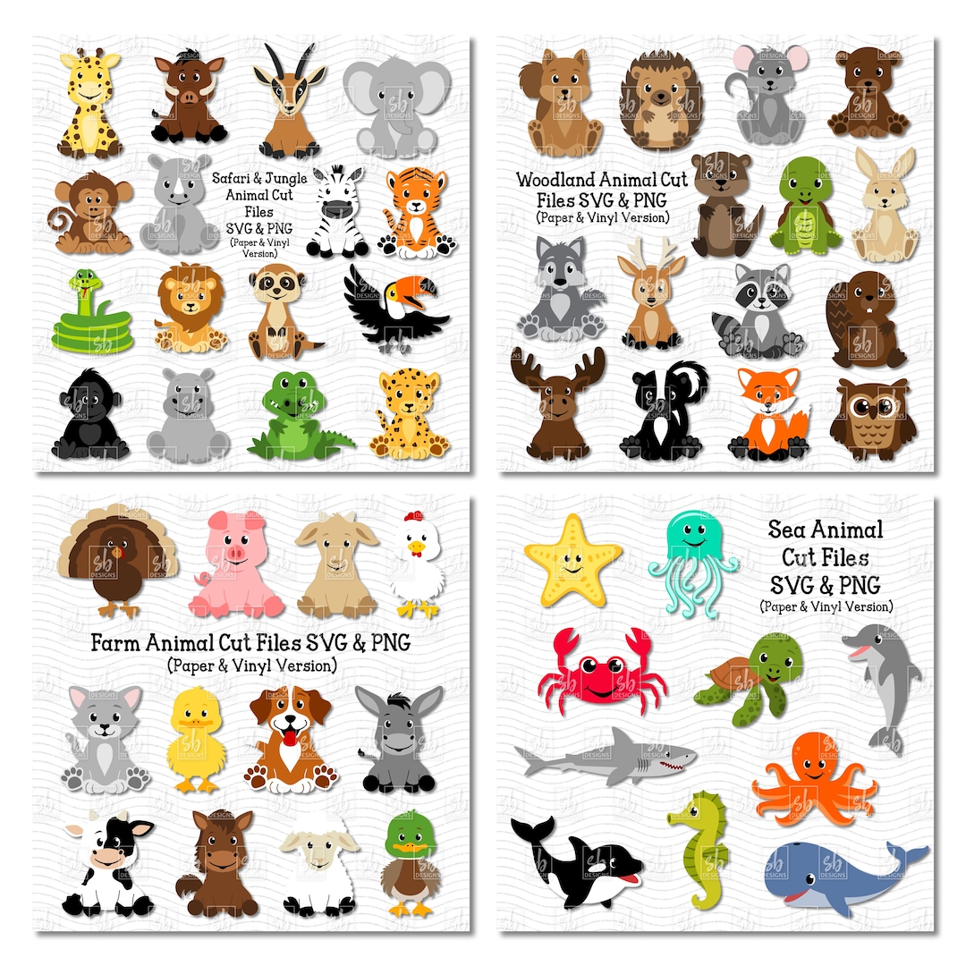 Cute Animal SVG, Cute Animal Clip Art, Baby Animal SVG, Baby Animal ...