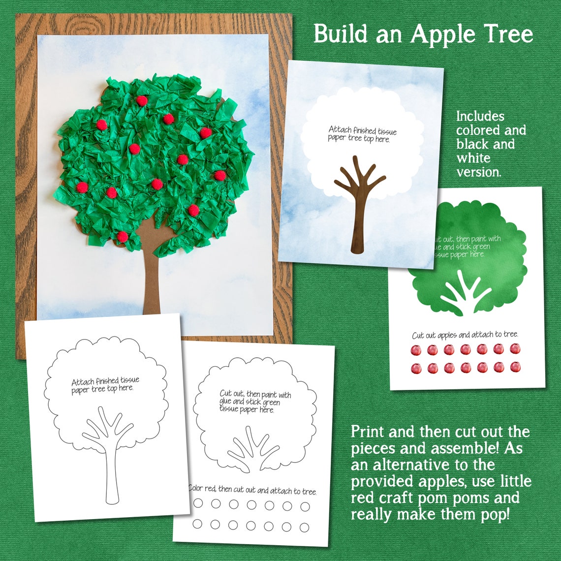 Build an Apple Tree Craft, Printable Apple Tree Craft, Fall Kid's Craft ...
