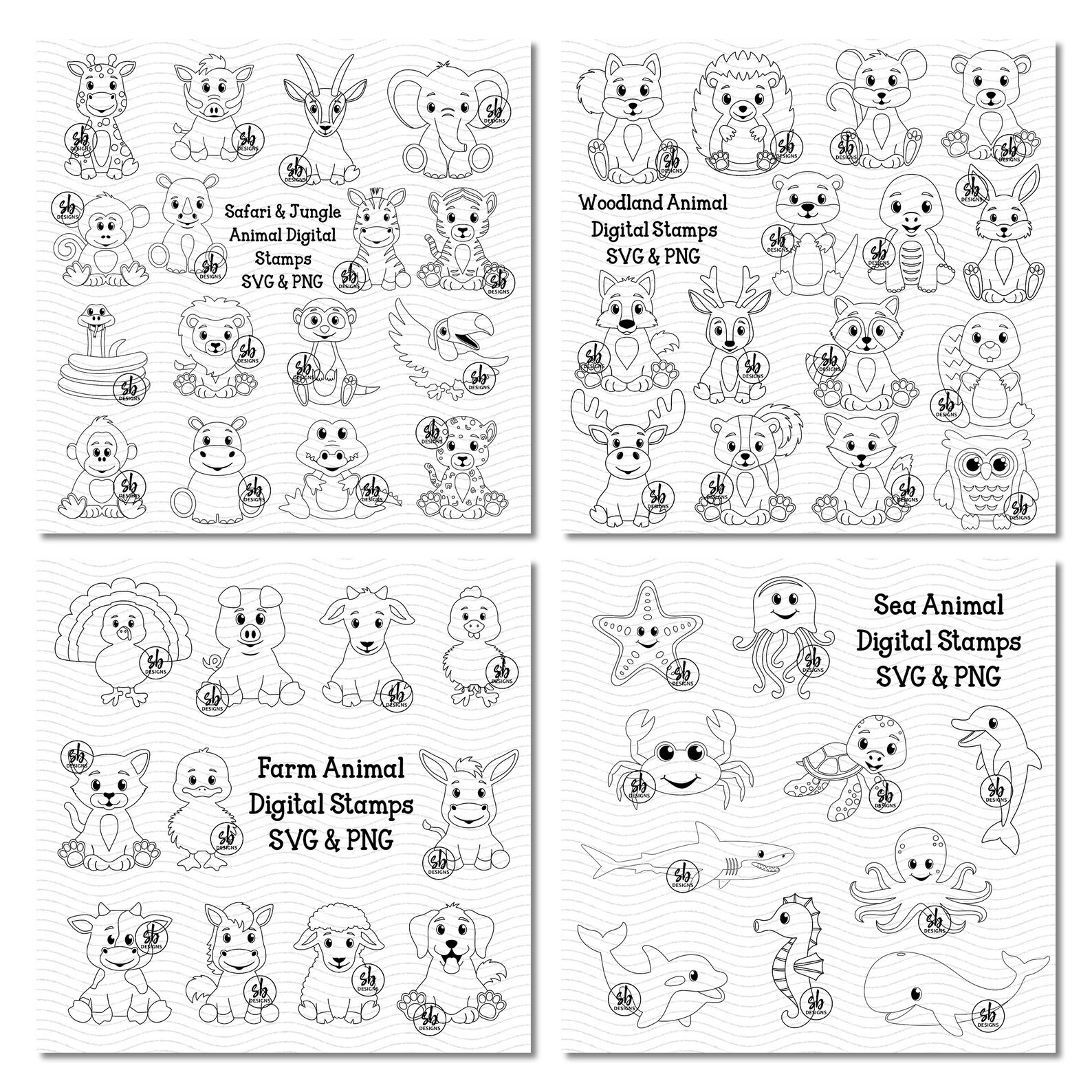 Animal Digital Stamps, Animal SVG, Animal Clip Art, Cute Animals ...