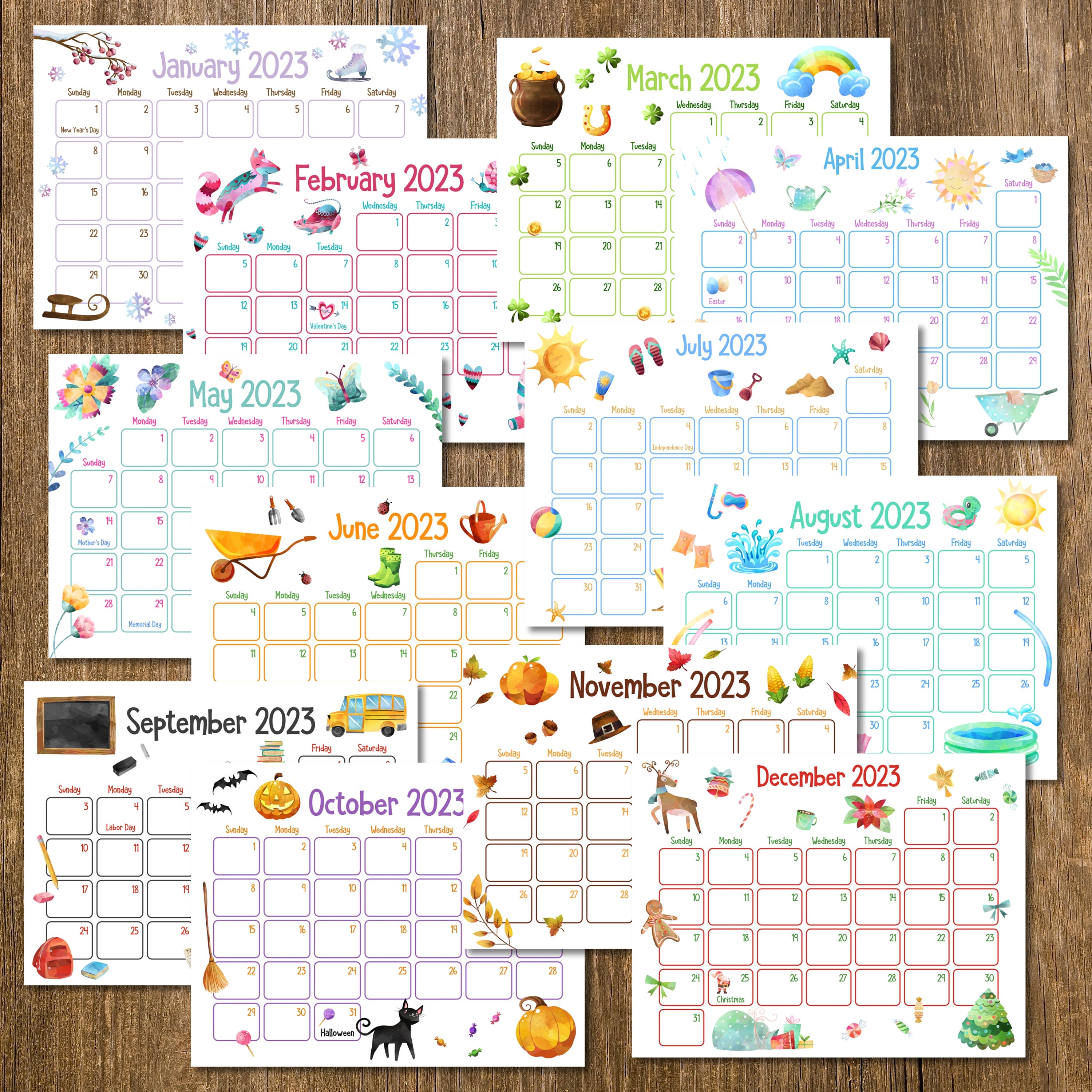 Printable Calendars Printable Kids Calendars 2023 Calendars - Etsy Canada