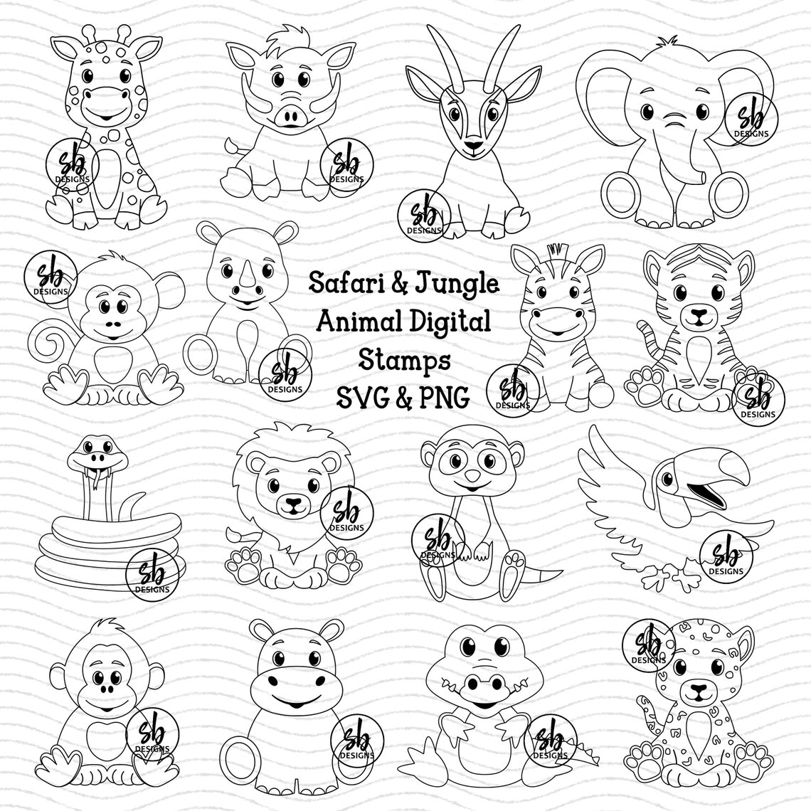 Zoo Animal Digital Stamps Jungle Animal SVG Safari Animal - Etsy