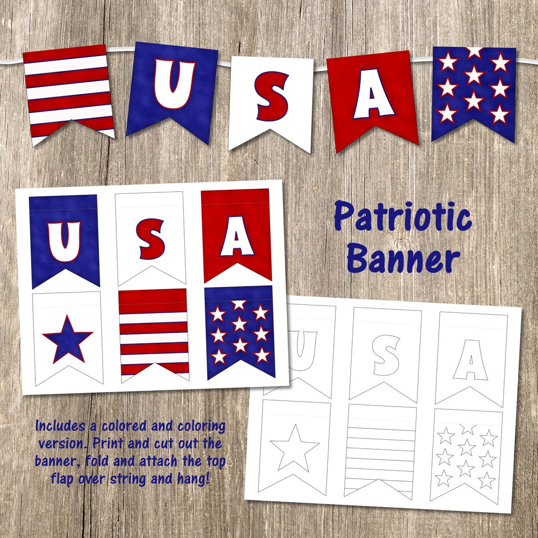 Patriotic Banner, USA Garland, 4th of July Banner, Memorial Day Banner ...