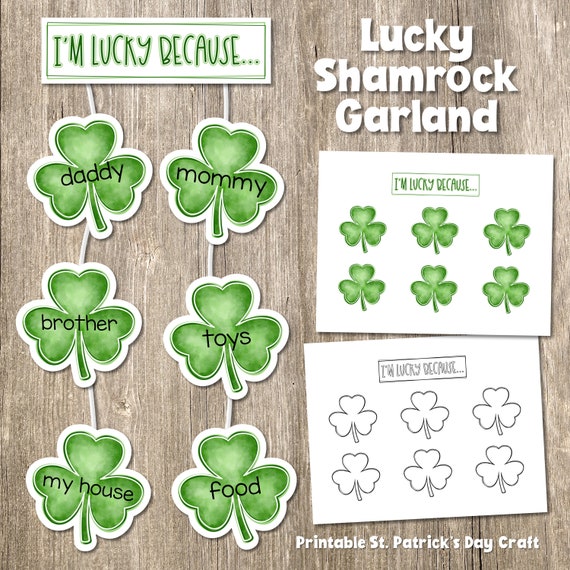 St. Patrick's Day Craft Printable Craft Lucky Shamrocks | Etsy