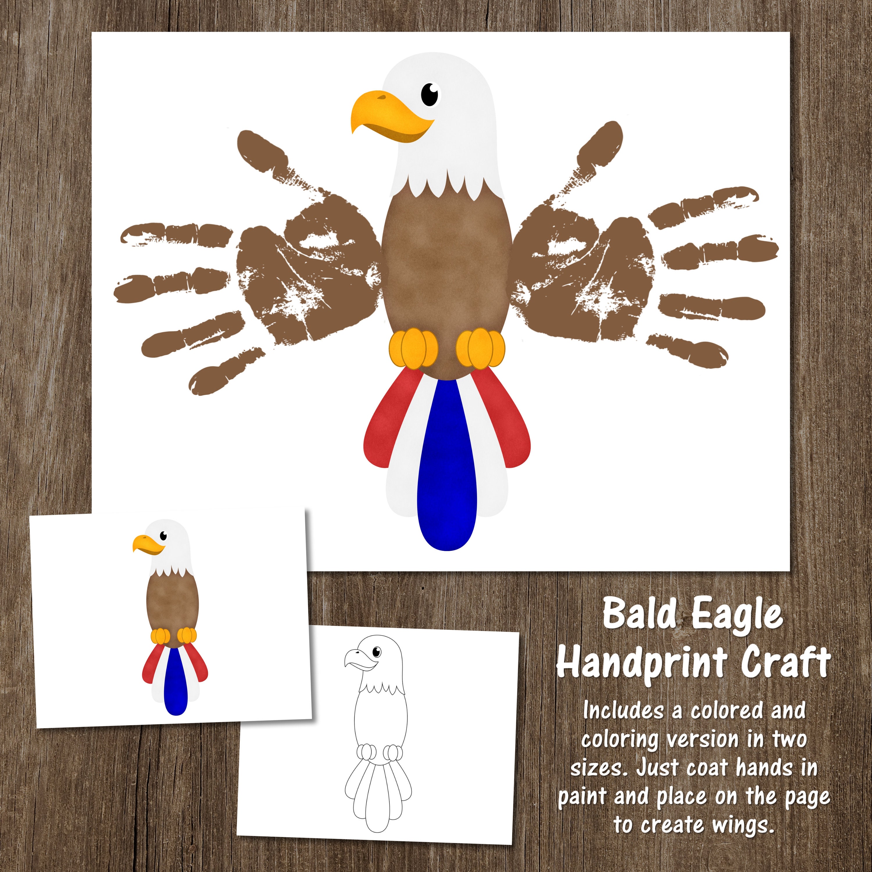 Bald Eagle Craft, 4th of July Craft, Memorial Day Craft, Patriotic Craft, Bald Eagle Handprint ...