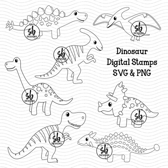 Dinosaur Digital Stamps Dinosaur SVG Dinosaur Clip Art Cute - Etsy Canada