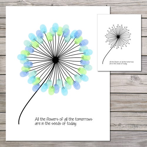 Dandelion Fingerprint Art Fingerprint Craft Dandelion Kids - Etsy