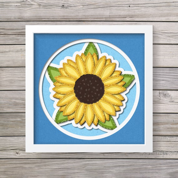 Sunflower Shadow Box SVG Sunflower Shadow Box Cut File 3D - Etsy