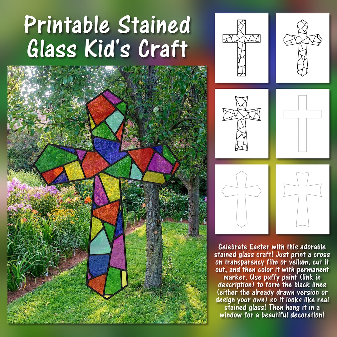 Easter Kids Craft, Stained Glass Craft, Cross Stained Glass, Cross ...
