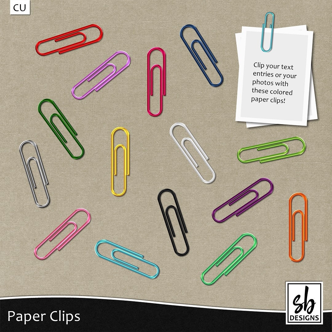 Digital Paper Clips - Paper Clip Clip Art - Paper Clip Embellishments ...