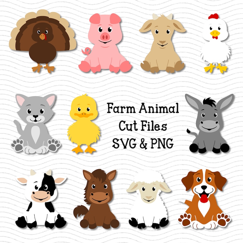 Farm Animal Cut Files Farm Animal SVG Farm Animal Clip Art | Etsy