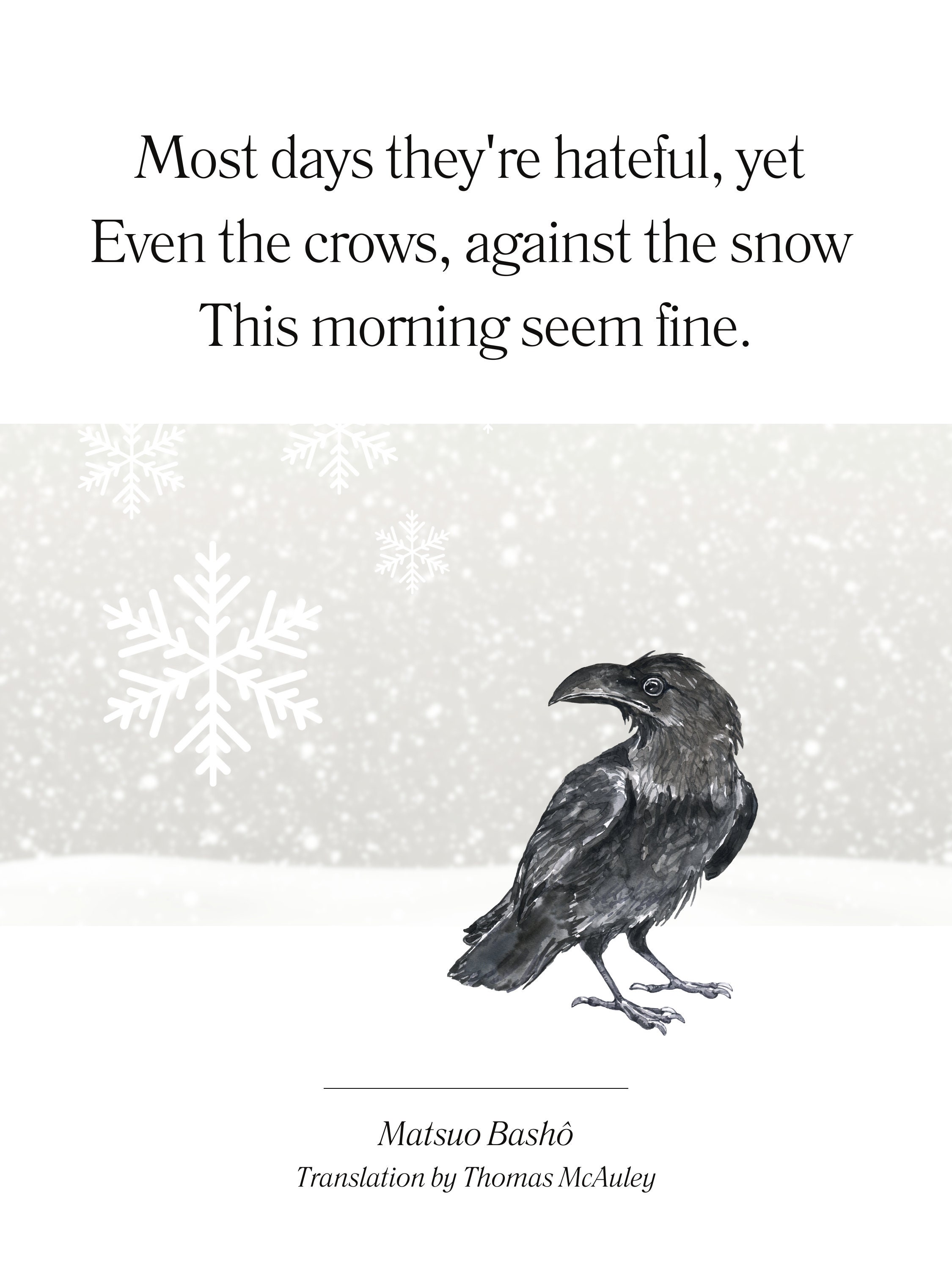 Haiku Poem Basho Wallart Basho Winter Crow Decoration Print - Etsy
