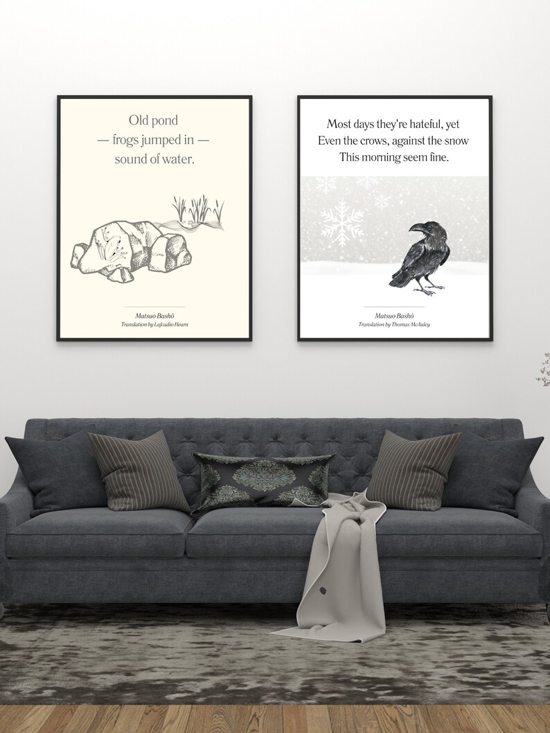 Haiku Poem Basho Wallart Basho Winter Crow Decoration Print - Etsy