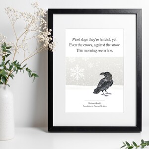 Haiku Poem Basho Wallart Basho Winter Crow Decoration Print - Etsy