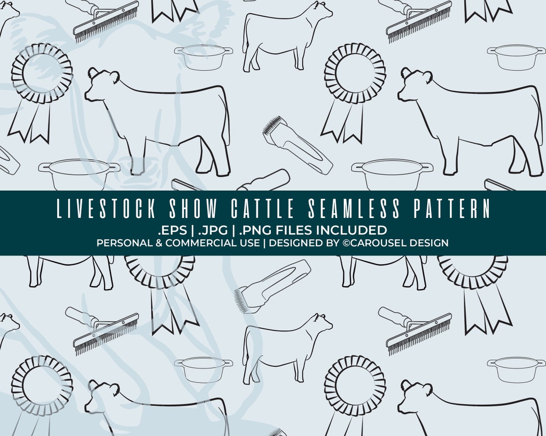 Show Cattle Outline Seamless Digital Pattern File - Digital File 2024 ...