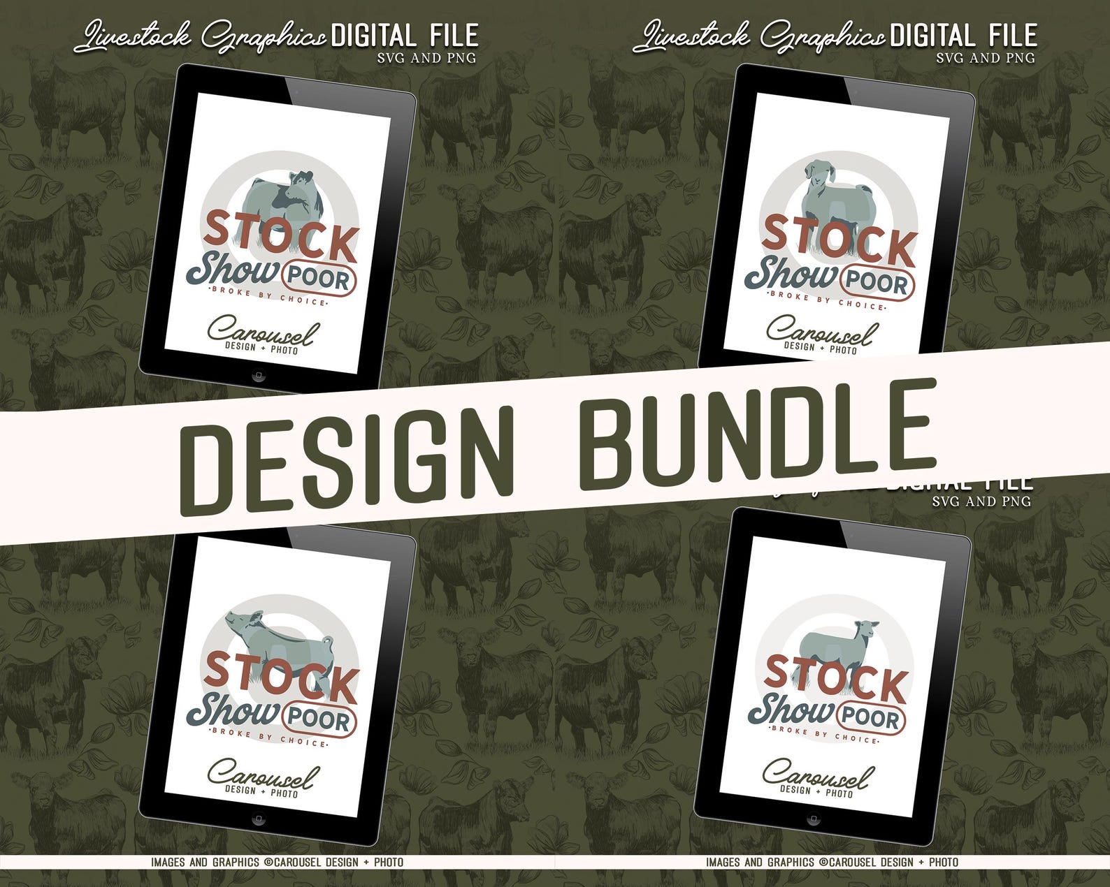 Stock Show Broke Livestock Graphic Bundle - Digital SVG & PNG - Etsy