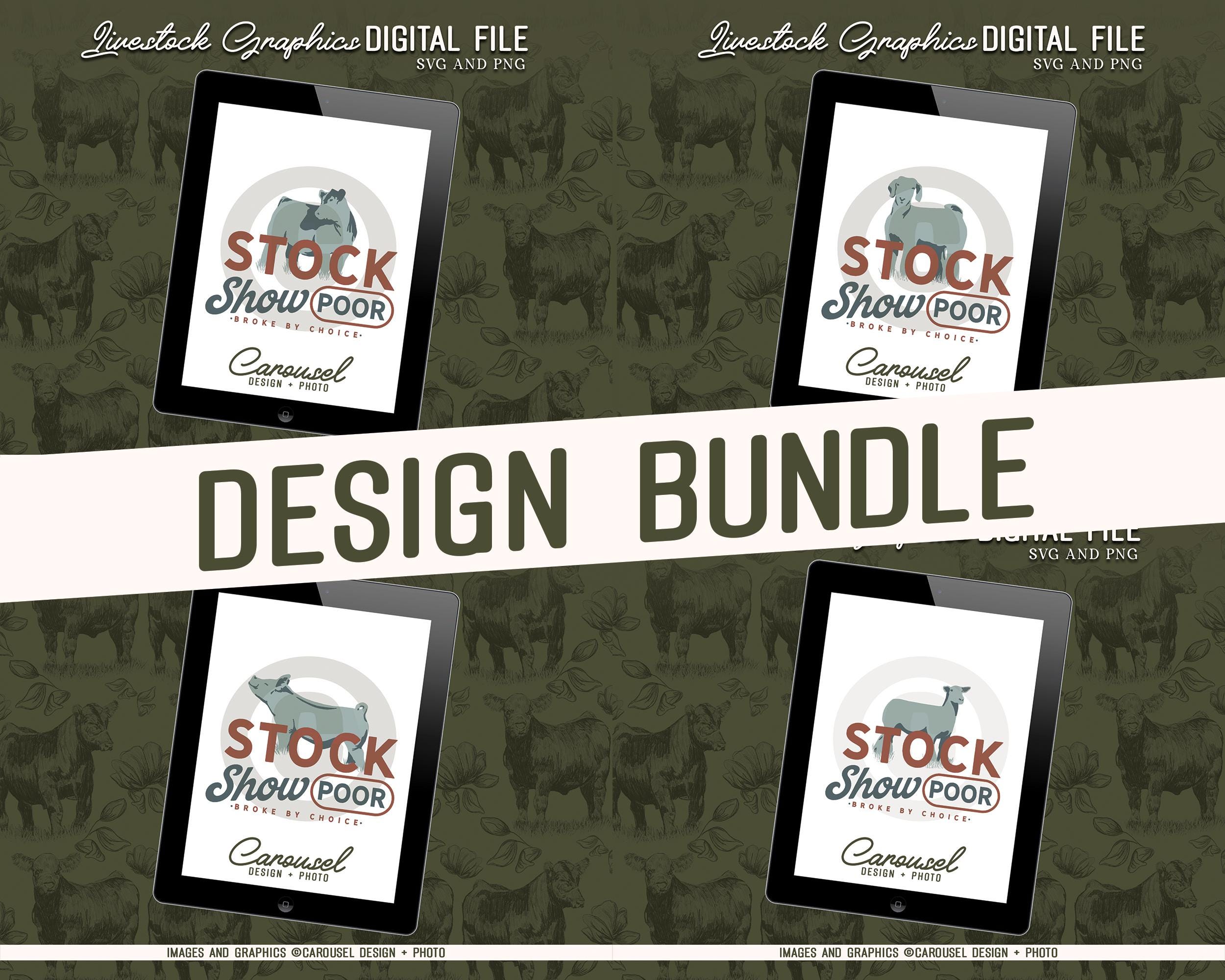 Stock Show Broke Livestock Graphic Bundle - Digital SVG & PNG - Etsy